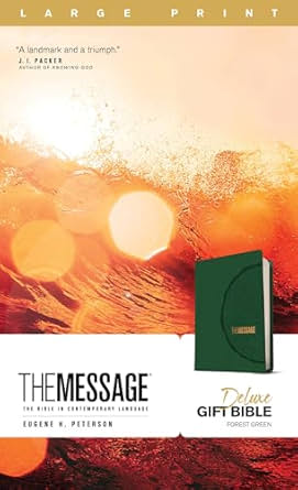 The Message Deluxe Gift Large Print Gift Bible leathersoft Green ...